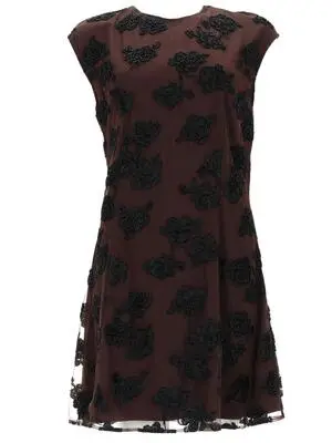 ROTATE BY BIRGER CHRISTENSEN Abito Mini Con Dettagli Floreali - Brown