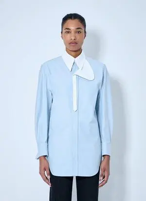 Bottega Veneta Asymmetrical Collar Long-sleeve Shirt - Blue