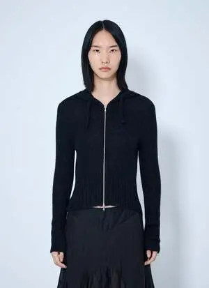 Our Legacy Compact Hooded Zip-up Cardigan - Black