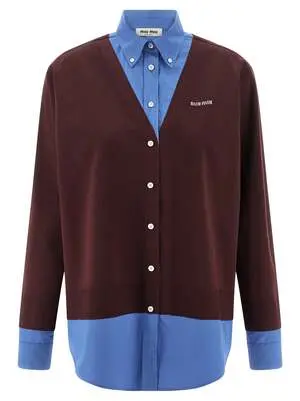 Miu Miu Poplin And Cashmere Shirt - Multicolor
