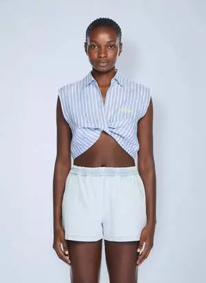 Off-White Striped Sleeveless Shirt - Blue