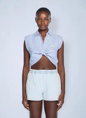 Off-White Striped Sleeveless Shirt - Blue