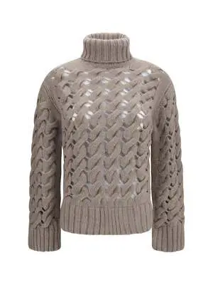 P.a.r.o.s.h Perforated Turtleneck Sweater - Cream