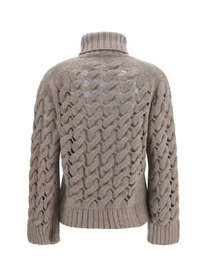 P.a.r.o.s.h Perforated Turtleneck Sweater - Cream