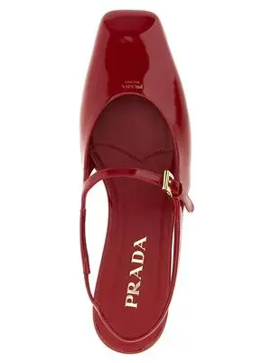Prada Patent Leather Slingback - Red