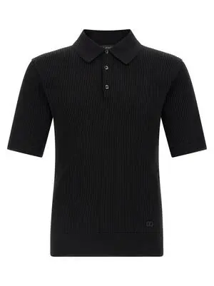 Dolce & Gabbana Micro-ribbed Polo Shirt - Black