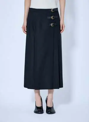 Chloé Virgin Wool Skirt With Buckles - Black