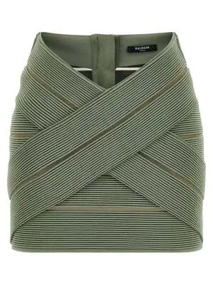 Balmain V-shaped Waist Skirt - Green