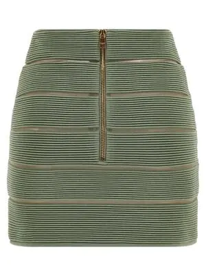 Balmain V-shaped Waist Mini Skirt - Green