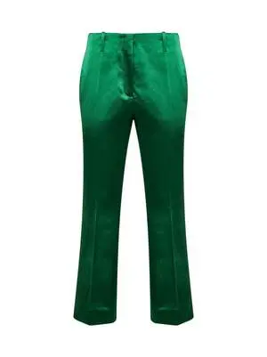 Dries Van Noten Green Satin Bootcut Trousers - Multicolor