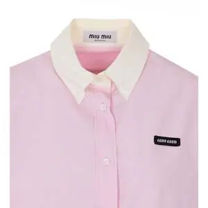 Miu Miu Popeline Logo Shirt - Pink
