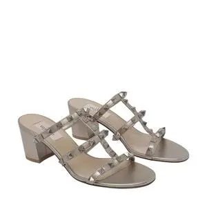 Valentino Garavani Rockstud Pump Sandals - Silver