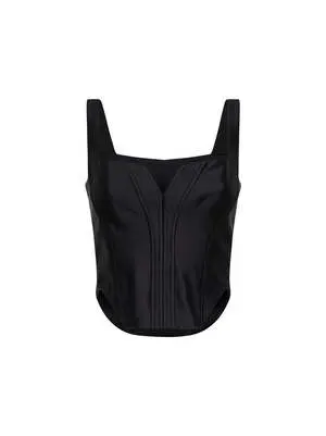 SELF-PORTRAIT Black Taffeta Corset Top - Multicolor
