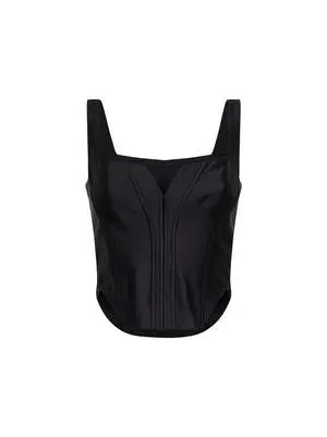 SELF-PORTRAIT Black Taffeta Corset Top - Multicolor