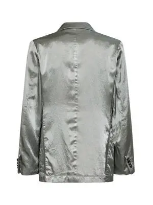 Dries Van Noten Mint Green Viscose And Cotton Double-breasted Blazer