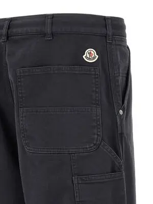 Moncler Cotton Blend Gabardine Cargo Pants - Blue