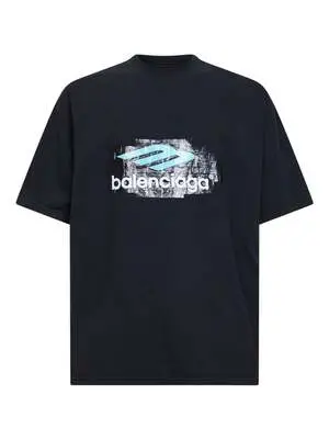 Balenciaga Black Jersey Oversized T-shirt - Multicolor