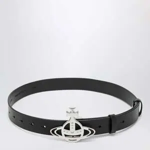 VIVIENNE WESTWOOD Leather Belt With Orb Buckle - Black