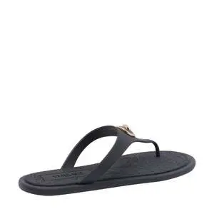 Versace Alia Rubber Flat Sandals - Black
