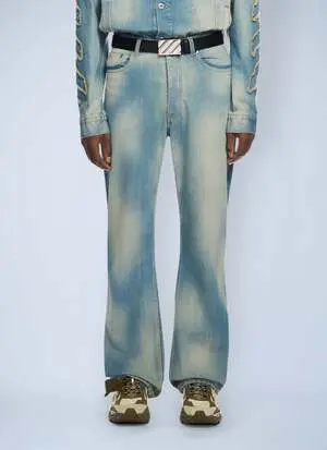 Off-White Diagonal Raw Patch 90s Skate Jeans - Blue
