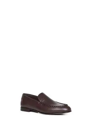 Fendi Dark Brown Leather Braided Loafers
