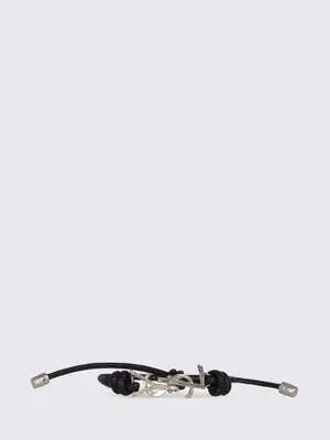 Saint Laurent Leather And Brass Bracelet - Black
