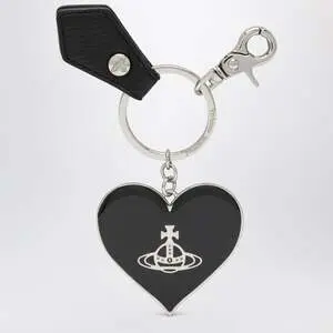 VIVIENNE WESTWOOD Mirror Heart Orb Heart Keyring In Iron - Black