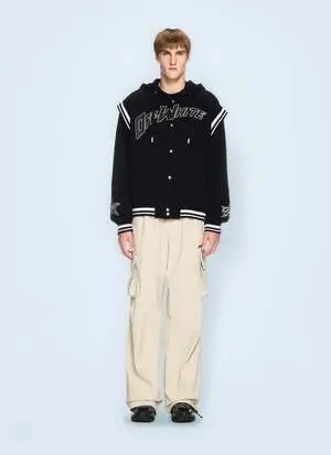 Off-White Fleece 00 Varsity Hooded Jacket - Black