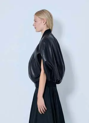 Balenciaga Structured Leather Bomber Jacket