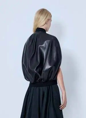 Balenciaga Structured Leather Bomber Jacket