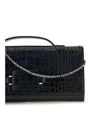 ROGER VIVIER Belle Vivier Crocodile-effect Clutch