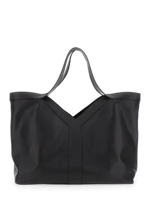 Saint Laurent Tote Bag With Two Top Handles And Hook Closure In Leather - Black