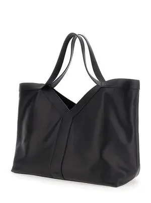 Saint Laurent Tote Bag With Two Top Handles And Hook Closure In Leather - Black