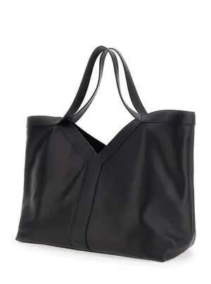 Saint Laurent Leather Tote Bag With Hook Closure - Black