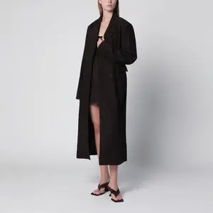 ROTATE BY BIRGER CHRISTENSEN Suede Double-breasted Coat - Brown