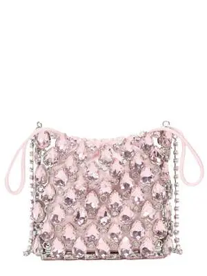 SELF-PORTRAIT Metallic Mesh Crystal Mini Bag - Pink