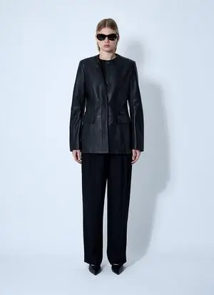 TOTEME Collarless Leather Jacket