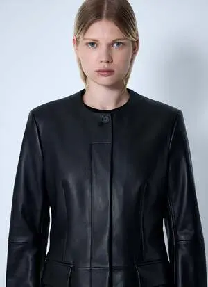 TOTEME Collarless Leather Jacket