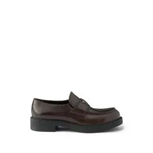 Prada Aged Leather Loafers - Brown