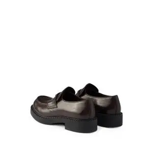 Prada Aged Leather Loafers - Brown