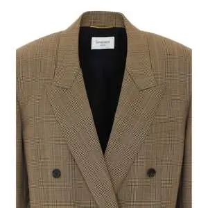 Saint Laurent Prince Of Wales Pied De Poule Jacket - Cream