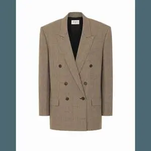 Saint Laurent Prince Of Wales Pied De Poule Jacket - Cream