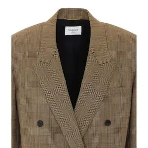 Saint Laurent Prince Of Wales Pied De Poule Jacket - Cream