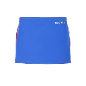 Miu Miu Logo Mini Skirt - Blue