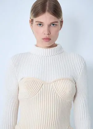 JEAN PAUL GAULTIER Ribbed Wool Sweater - White