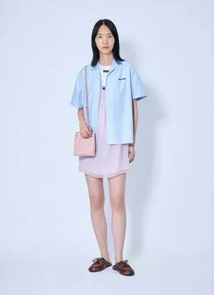 Miu Miu Short-sleeve Cotton Poplin Shirt