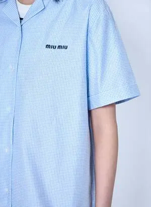 Miu Miu Short-sleeve Cotton Poplin Shirt