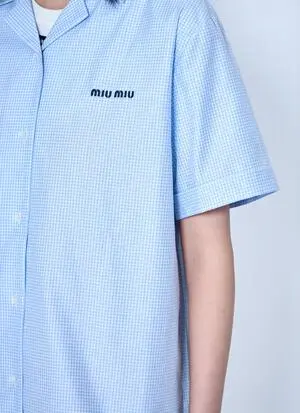 Miu Miu Short-sleeve Cotton Poplin Shirt - Blue