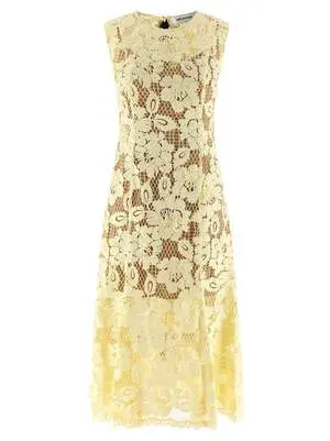 SELF-PORTRAIT Crochet Lace' Midi Dress - Yellow