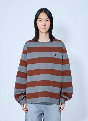 Miu Miu Striped Jersey T-shirt - Gray